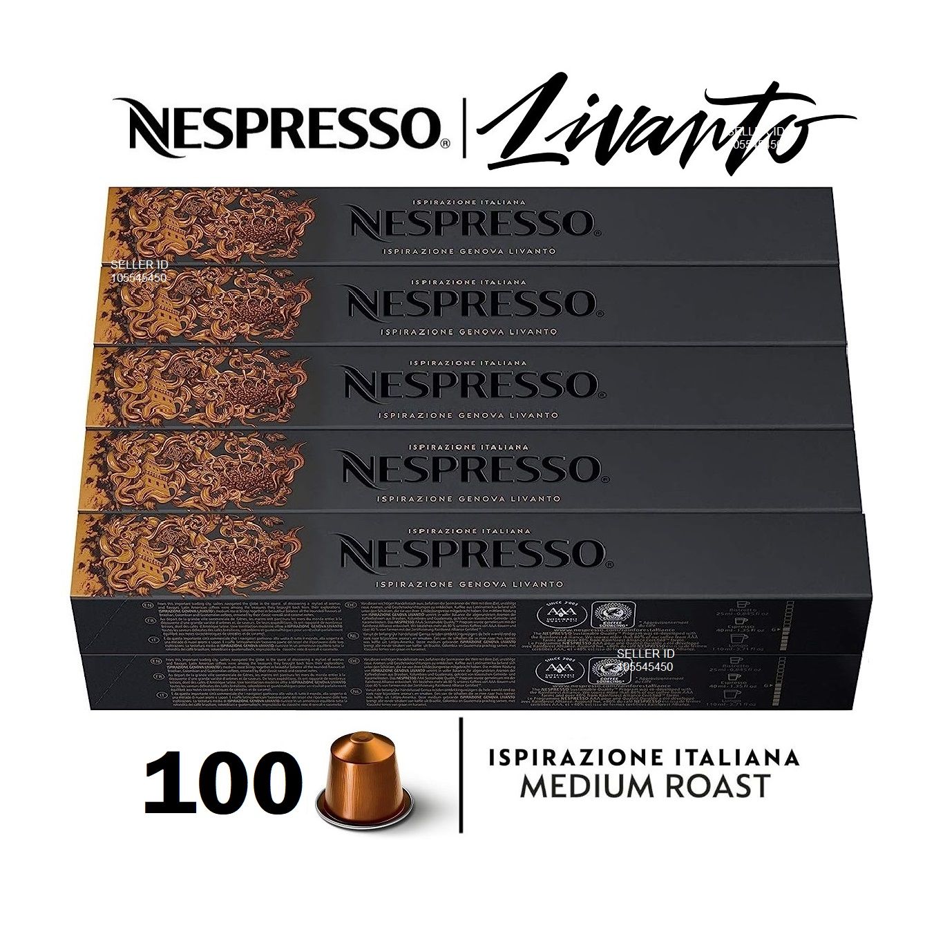 Набор кофе Nespresso Ispirazione LIVANTO, 100 капсул (10 упаковок ...