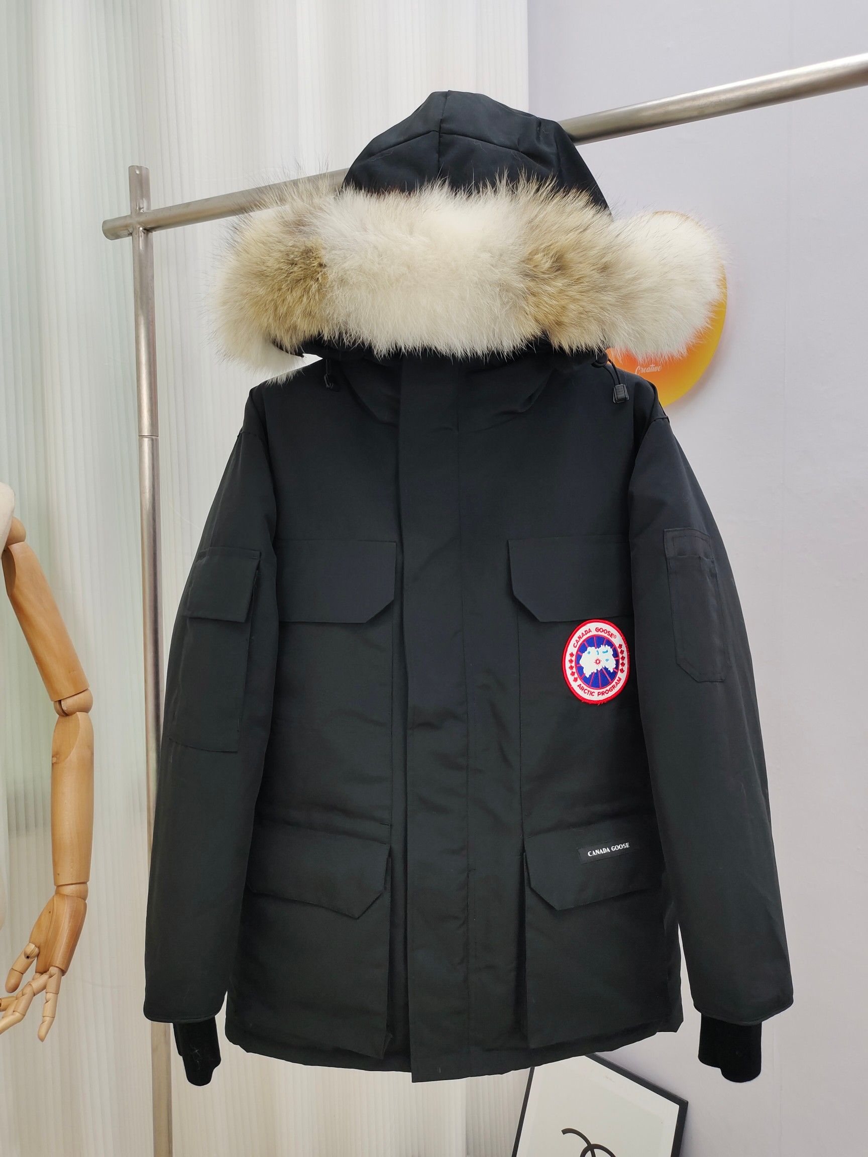 Парка Женский, Мужской CANADA GOOSE Значки глубокий черный Хлопок ...