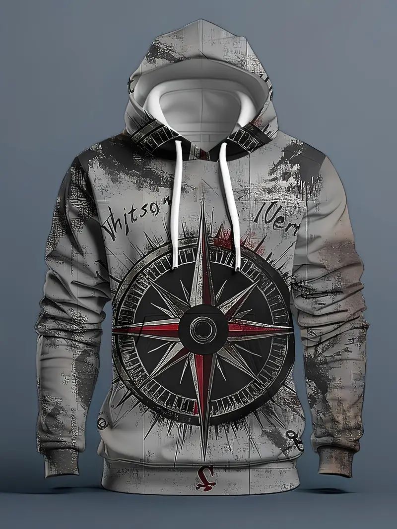 Толстовка Мужской Cool clothing жемчужный серый Затягивающийся шнурок ...