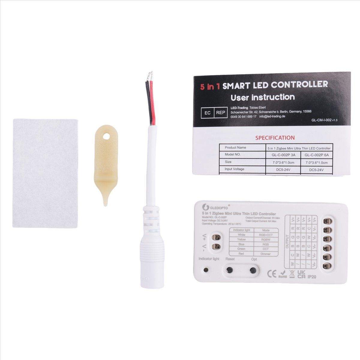 GLEDOPTO Zigbee 3.0 DC5-24V Mini 5 в 1 RGBCCT / RGBW RGB CCT Диммер ...