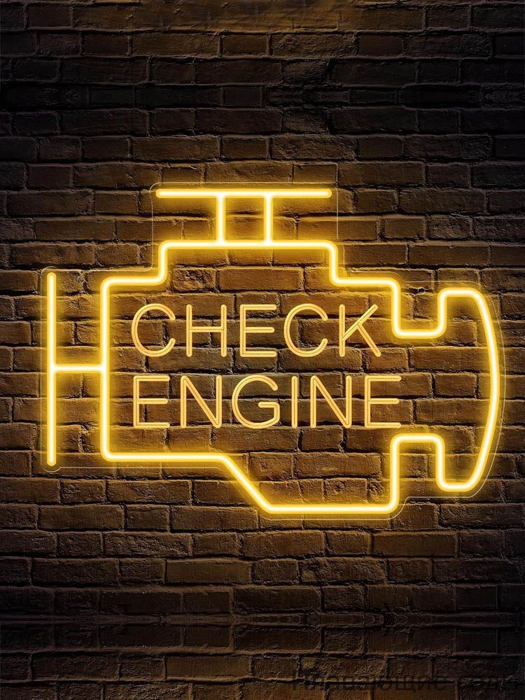 Неоновая вывеска "Check Engine", LED свет для гаража, автомастерской ...