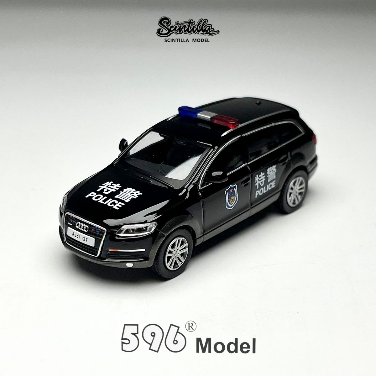 Машинка 596 Model 1/64 #Audi Q7 black police car Литой под давлением ...