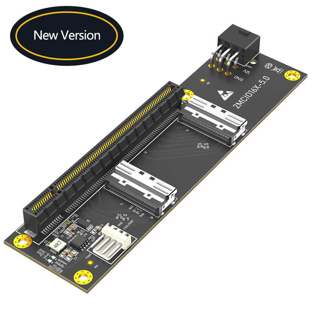 Новая версия адаптера PCI-Express PCIe 5.0 x16 для двойной платы MCIO ...