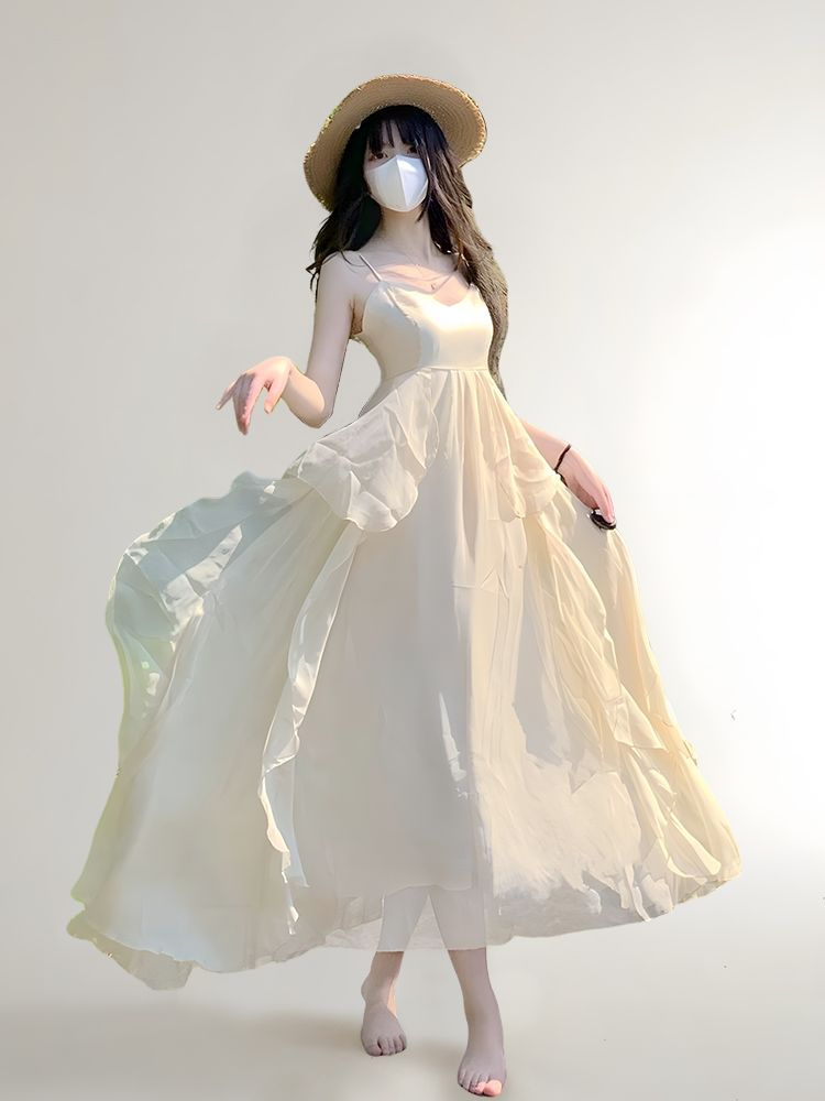 Пляжное платье для отдыха с оборками и бретелями, Женский, Лето, размер ...