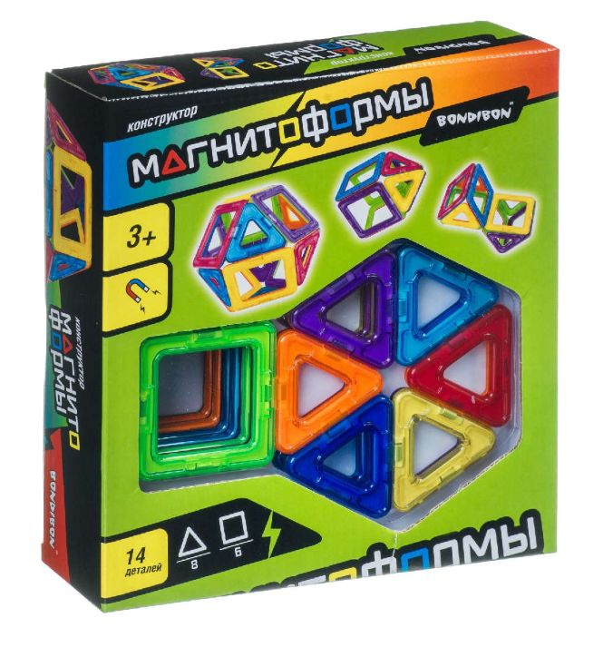 Магнитный Конструктор пластиковый "Магнитоформы" 14 деталей Bondibon ...