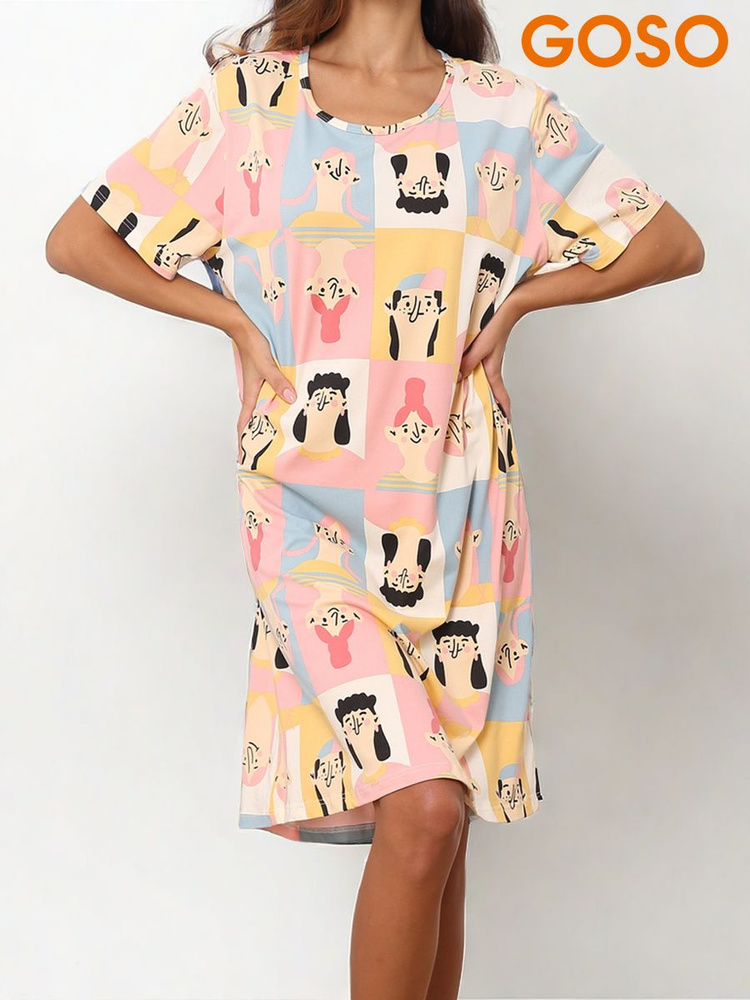 Платье домашнее Женский GOSO Домашний свободный, размер 52 Полиэстер ...