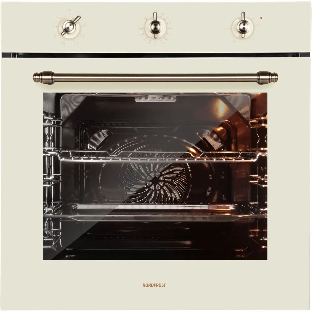 Духовой шкаф электрический Nordfrost HM 6080 YR, объем 74 л, гриль, конвекция, таймер, бежевый ...