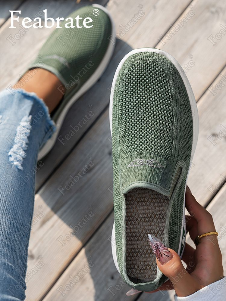 Слипоны Женский Feabrate Текстиль Бег, размер 40 Лето Без застёжки Танкетка купить c доставкой ...