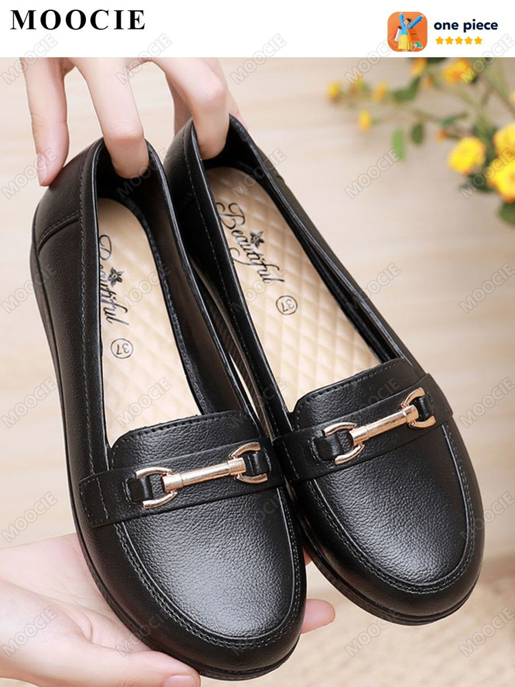 Туфли Женский MOOCIE Искусственная кожа, размер 39 Без каблука Без застёжки Толстая подошва ...