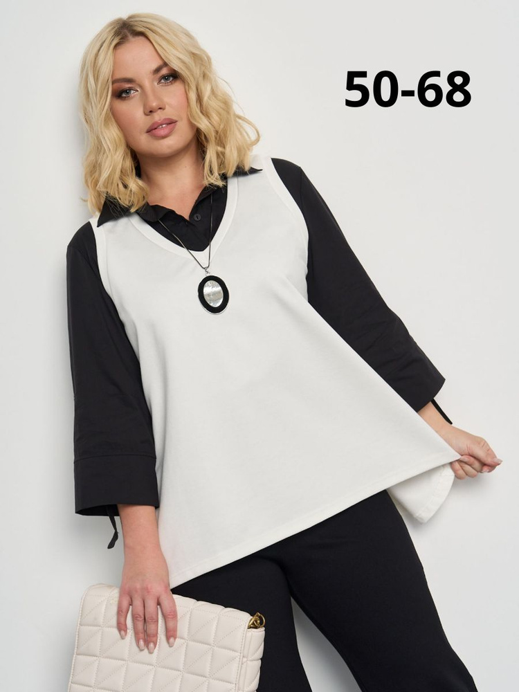 Жилет Женский SPARADA молочный Трикотаж, размер 62, 64 А-силуэт трикотажный Без застежки ...