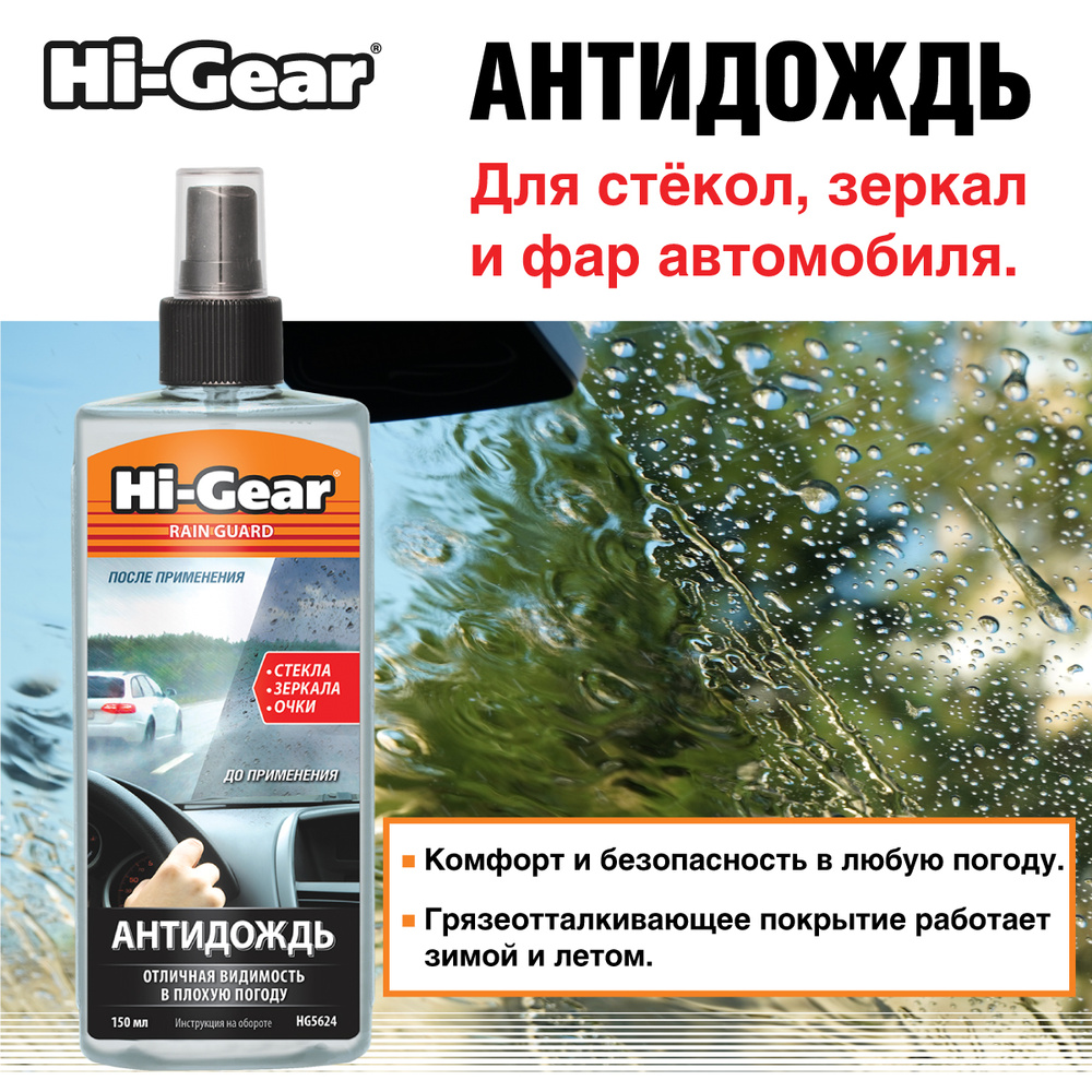 Антидождь 150 мл., Hi-Gear HG5624, полимерное покрытие, полироль для стекла купить на OZON по ...