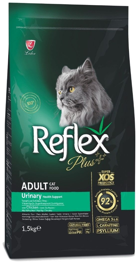 Корм Reflex Plus Adult Urinary для взрослых курица 1.5 кг купить на OZON по низкой цене (1840365561)