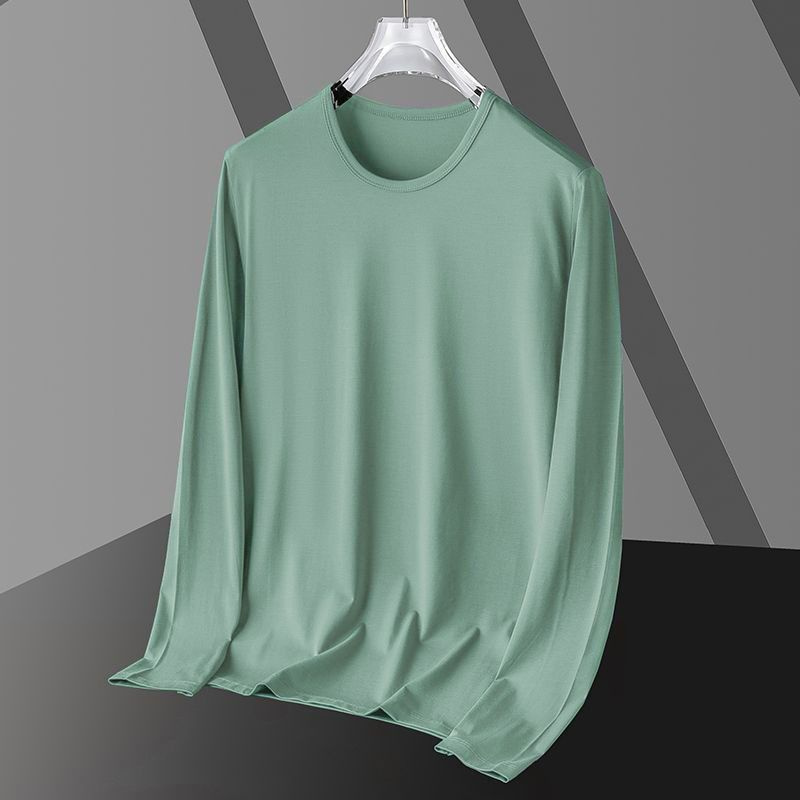 Лонгслив Мужской зеленый Длинный размер 54 Breathable Воротник облегающий Однотонный