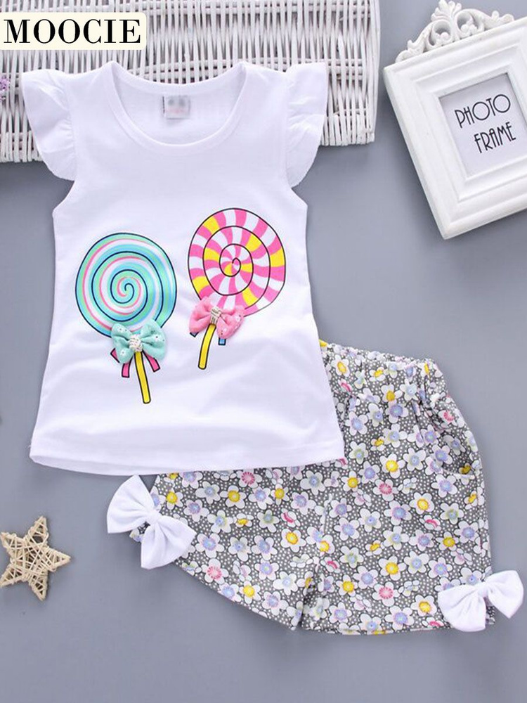 Комплект одежды Девочки MOOCIE Повседневный супер белый, размер 100 Хлопок Китай Лето купить c ...