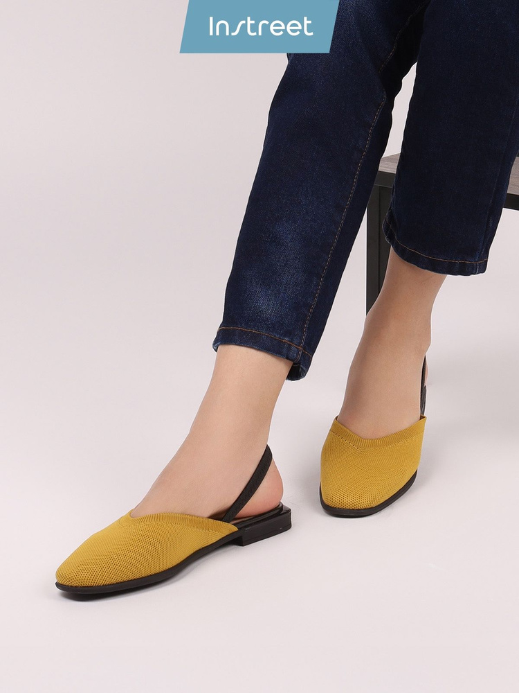 Туфли Женский Instreet Текстиль, размер 37 Без каблука 6 с открытой пяткой Россия Без застёжки ...