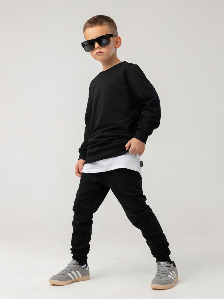 Костюм спортивный Мальчики, Девочки BODO Повседневный черный, размер 110, 116 Футер двухнитка ...