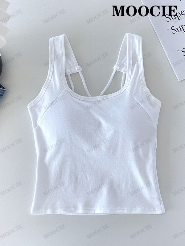 Кроп-топ Женский MOOCIE белый, размер 40, 46 Полиэстер Без рукавов Повседневный Китай купить c ...