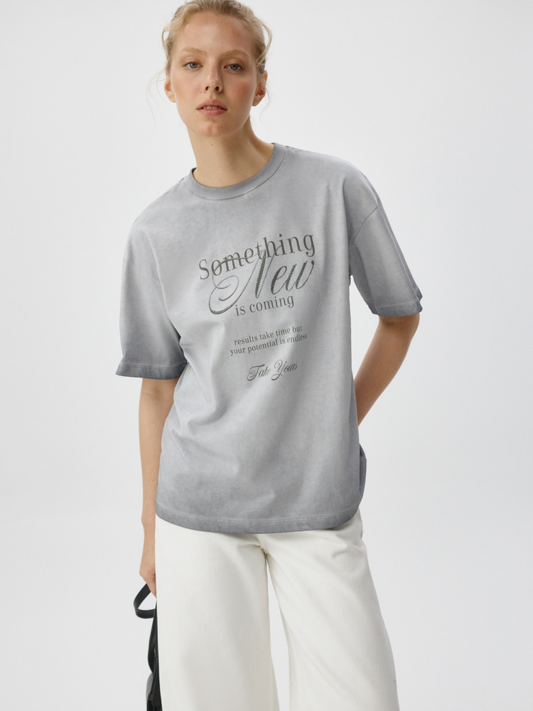 Футболка Женский SELA серый, размер 50 свободный Повседневный Китай купить c доставкой на OZON ...