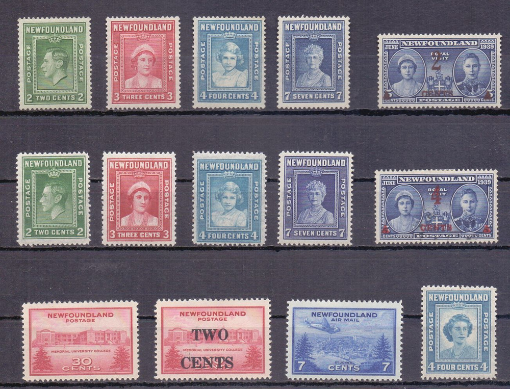 Почтовые марки Ньюфаундленд 1938-1947 года. Три полные серии. Не частые. Набор 14 марок. купить ...