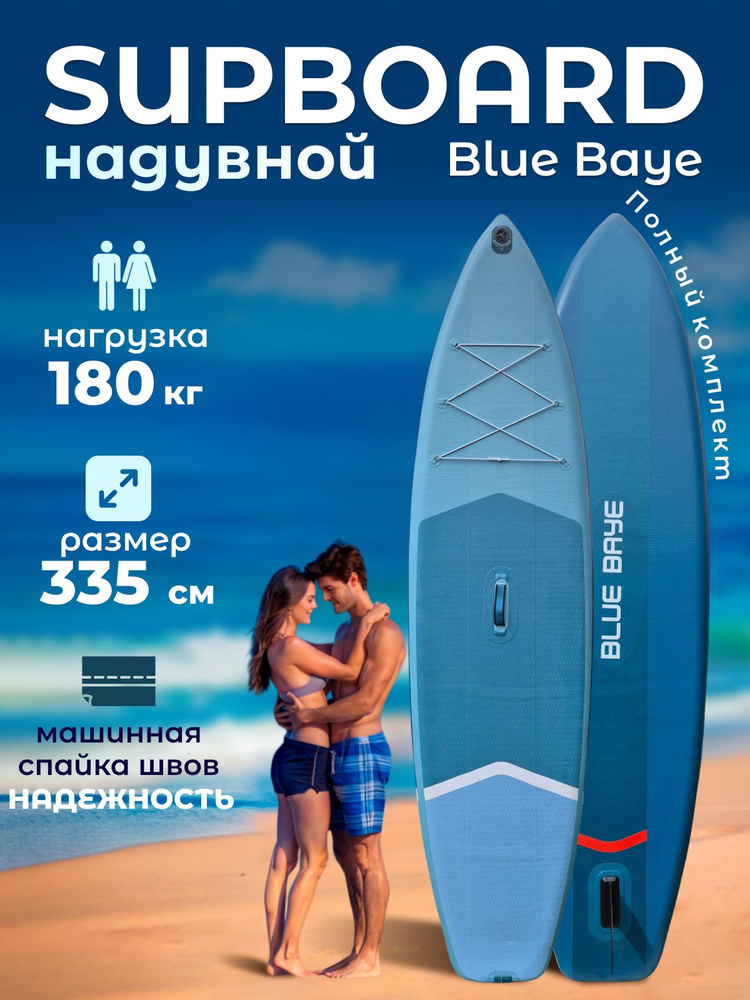 Сапборд, SUP-доска Blue Baye 335х86 см, надувной двухслойный, Голубой ...
