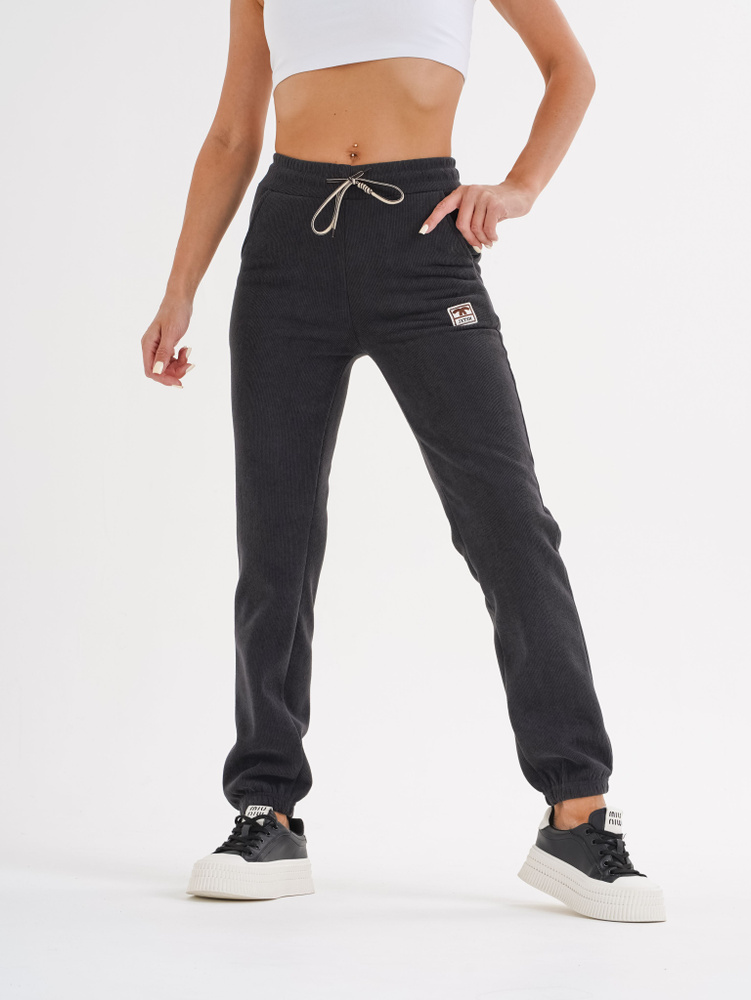 Брюки Женский XF.BUSF джоггеры, утепленные графит Микровельвет, Вельвет Повседневный, размер 50 ...