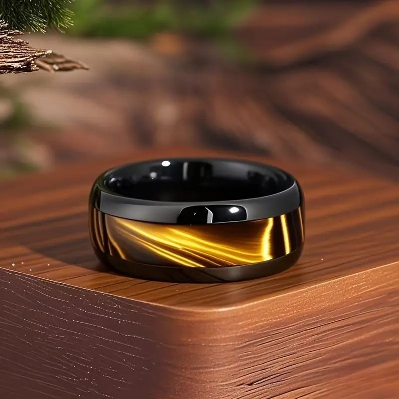 Глянцевое широкое кольцо "Черное золото" , размер 19 купить на OZON по ...