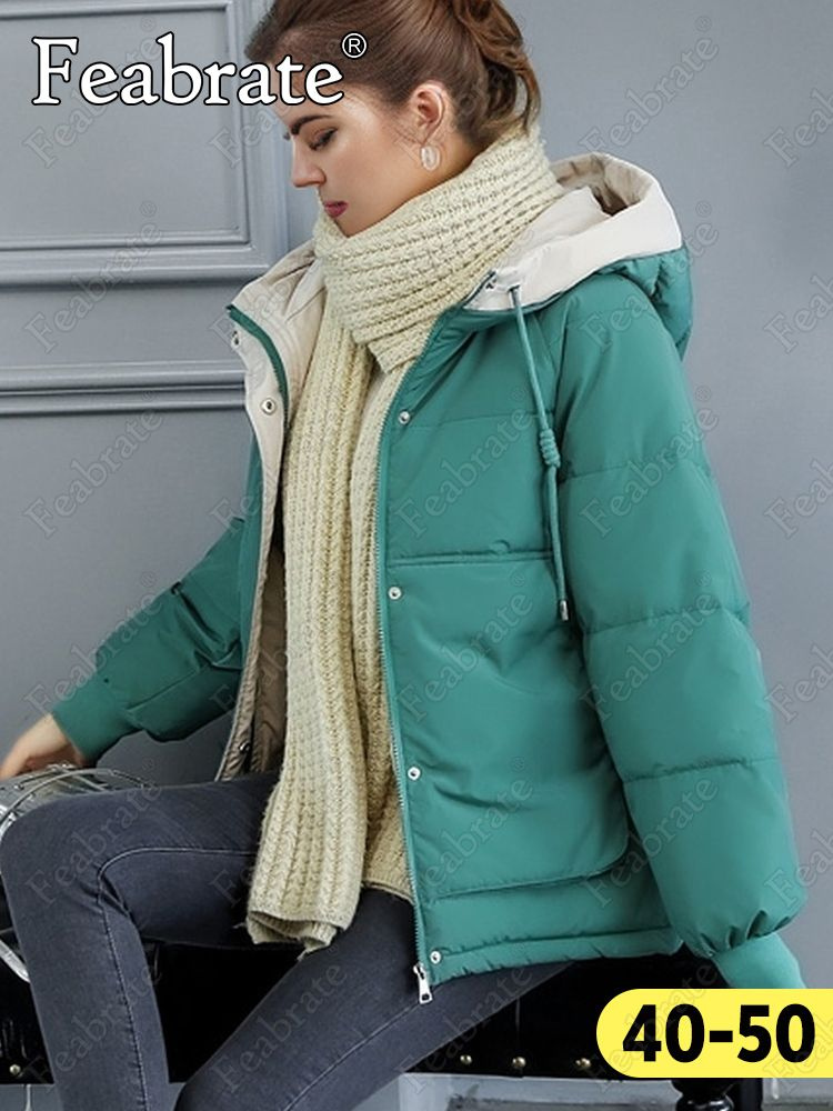 Куртка Женский Feabrate Капюшон, Карманы зеленый капюшон Полиэстер, размер 40 Длинный Зима ...