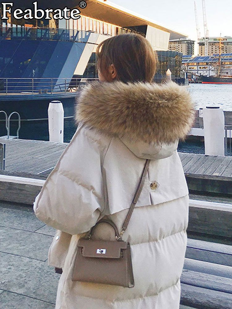 Пуховик Женский Feabrate Вышивка белый пиджачный Искусственный пух, размер 44 Зима свободный Био ...