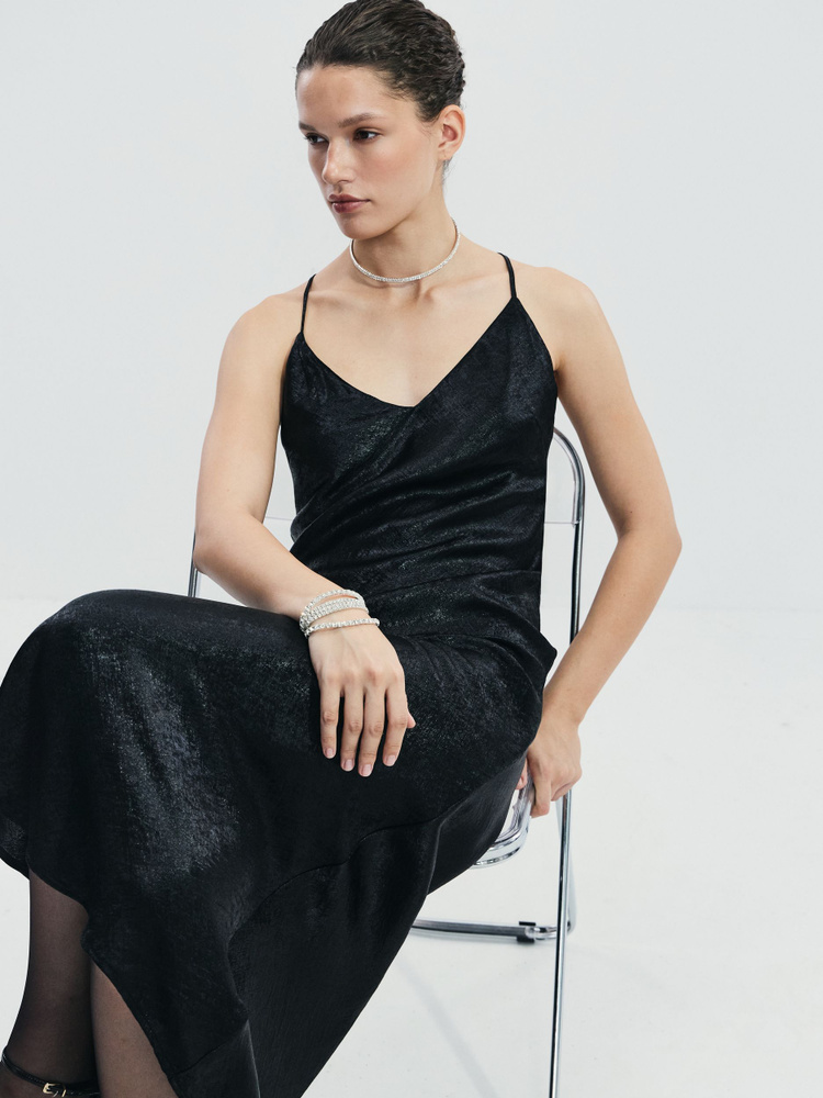 Платье Женский Zarina черный годе Повседневный Без рукавов Полиэстер, размер 46 Без застежки ...