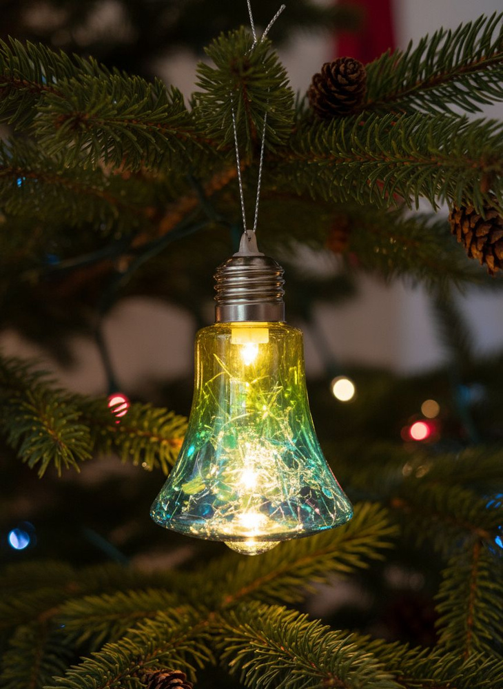 Ёлочная игрушка с подсветкой , прозрачный светящийся шарик-подвеска на ...