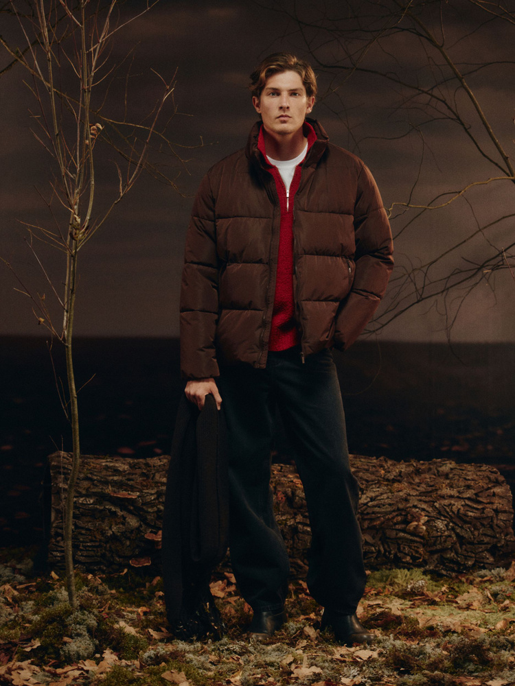 Куртка Мужской Zarina Карманы, Капюшон коричневый стойка Полиэстер, размер 46 Длинный Демисезон ...