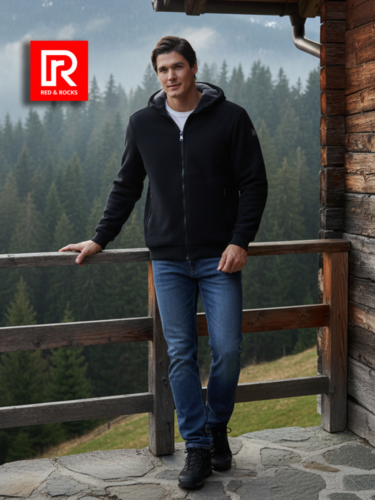 Толстовка Мужской Red-N-Rock'S черный Молния Флис, размер 48 Длинный Россия купить c доставкой ...