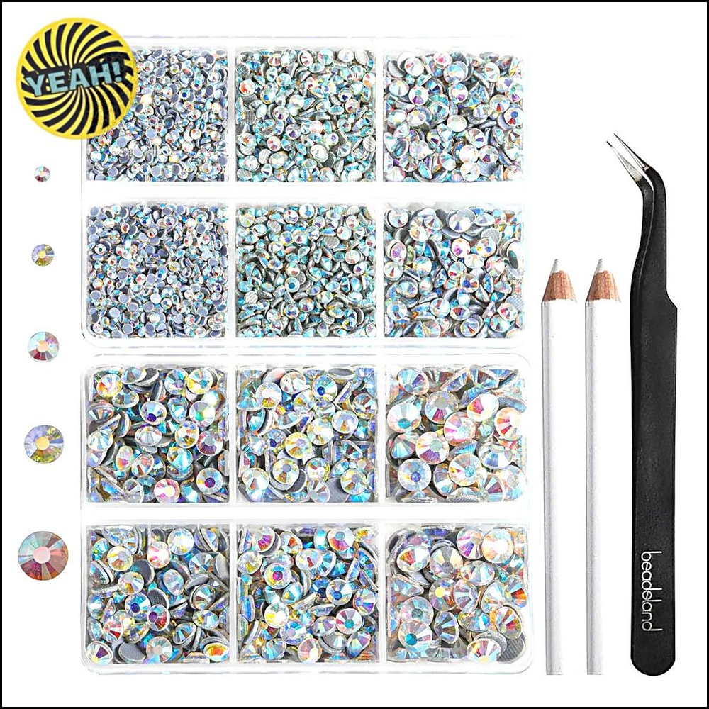 Cтразы 6736шт горячей фиксации для ремесла Одежда Смешанные 5 размеров ...