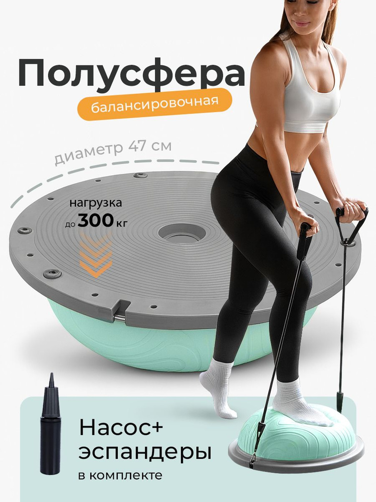 PROIRON, полусфера балансировочная, босу, с эспандерами, 47 см купить c доставкой на OZON по ...