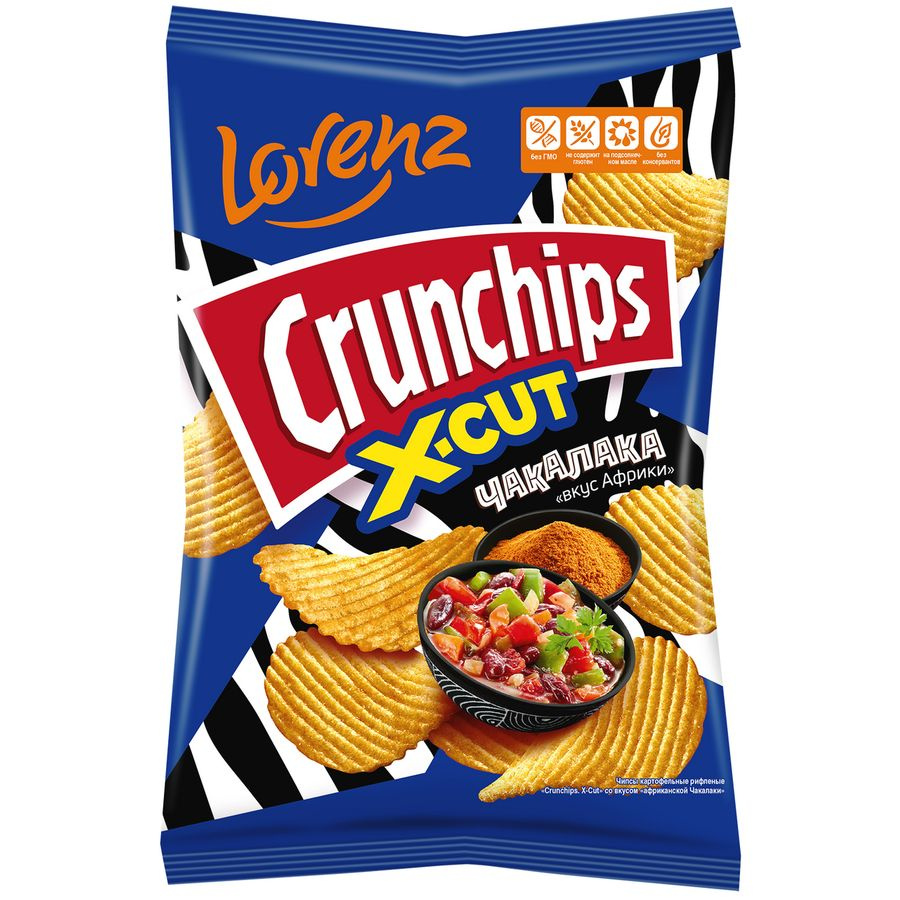 Чипсы Lorenz Crunchips X-Cut рифленые Чакалака, 130г ( 1 штука) купить ...