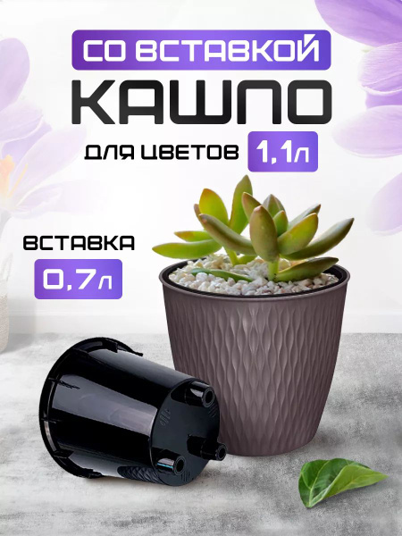 Пластиковый напольный горшок для цветов 1.1 л Elfplast 582 "Kerama" кашпо для растений купить на ...