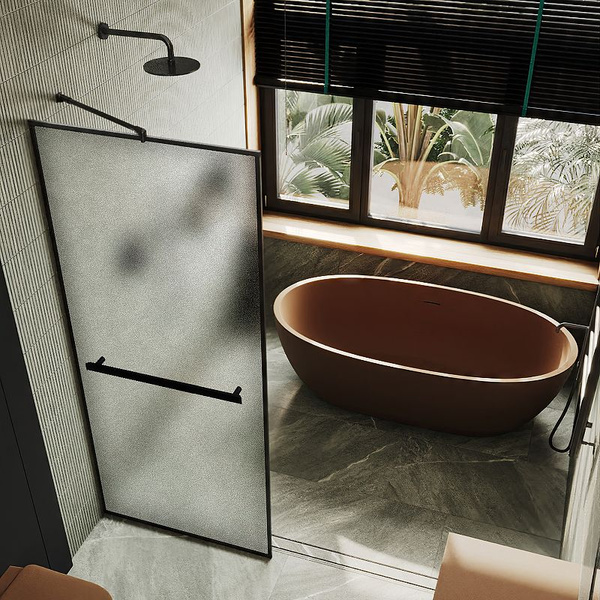 Душевая перегородка полностью в профиле 1950*890 стекло 8 мм Сатин +Полотенцедержатель MGD-875-6 ...