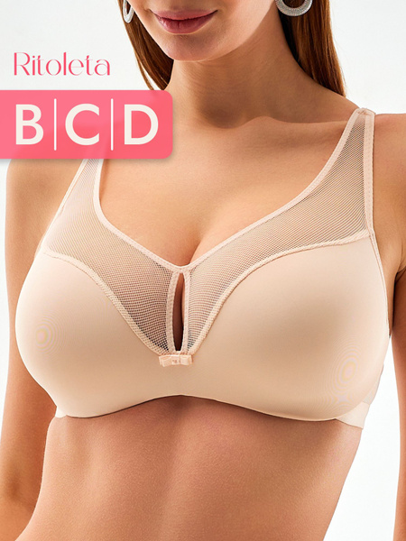 Бюстгальтер Женский Ritoleta без косточек, пуш-ап, размер 80B бежевый Полиамид, Полиуретан ...