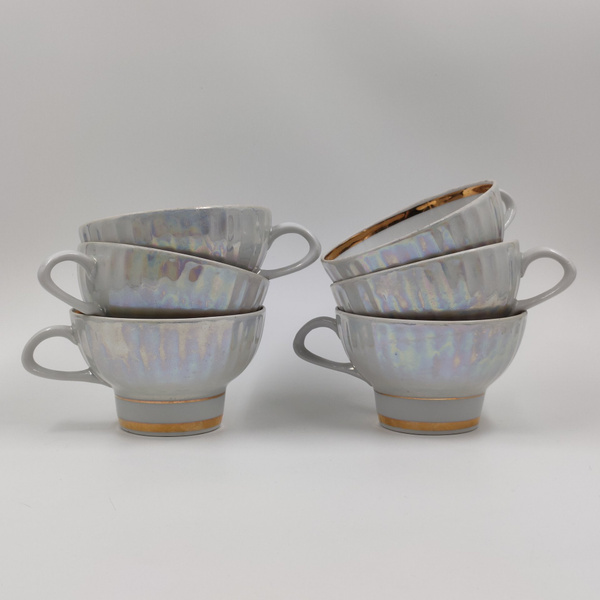 Набор из 6-ти чашек, фарфор люстр золочение, Беларусь 1968-1983 гг купить на OZON по низкой цене ...