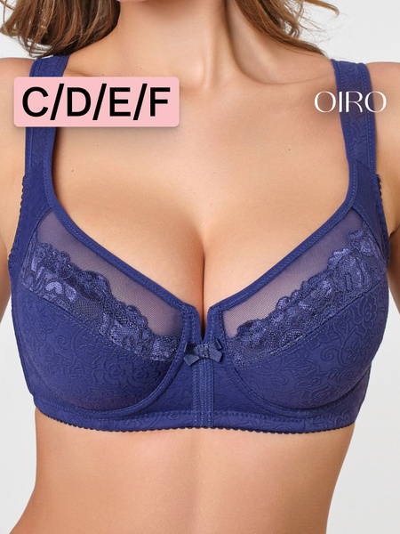 Бюстгальтер Женский OIRO мягкая чашка на каркасе, на косточках, размер 80E синий Нейлон ...