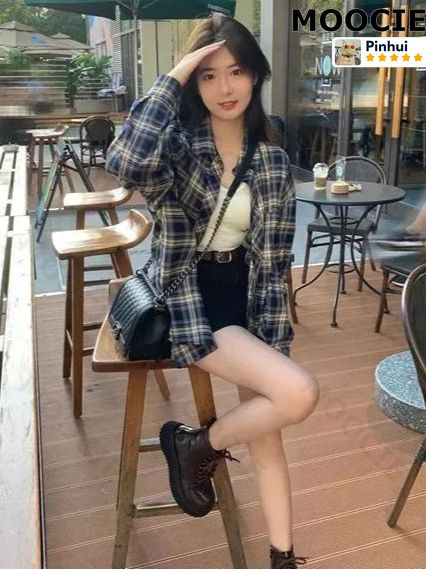 Рубашка Женский MOOCIE суровый темно-синий Полоска, Клетка, размер 50 Петля, Пуговицы Китай ...