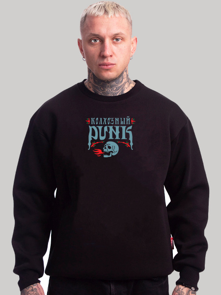 Свитшот Мужской Mother Russia Вышивка, Манжеты черный Без застежки ...