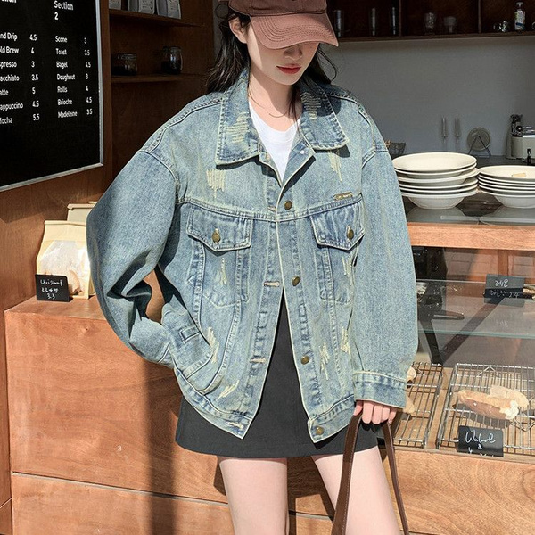 Куртка Женский YIFU HOME Карманы темно-синий Деним, Хлопок, размер 44 Длинный Демисезон ...