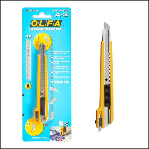 Эксклюзивный канцелярский нож стандартного типа OLFA A3 9 мм с универсальным лезвием для ...