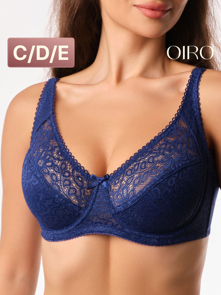Бюстгальтер Женский OIRO мягкая чашка на каркасе, размер 90E синий Полиамид, Эластан ...