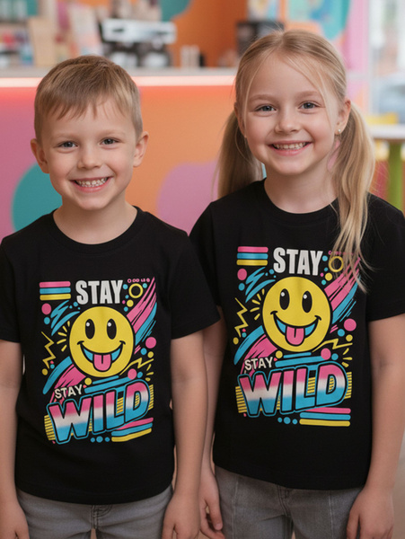 Футболка Девочки, Мальчики Rommel черно-красный Короткий, размер 104 Трикотаж свободный ...