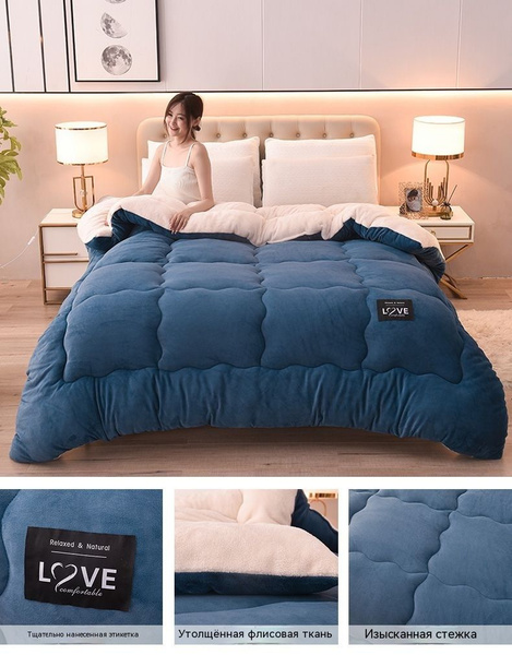 Одеяло Двуспальный, 200x230, Зимнее, с наполнителем Хлопковое волокно, Полиэстер купить c ...