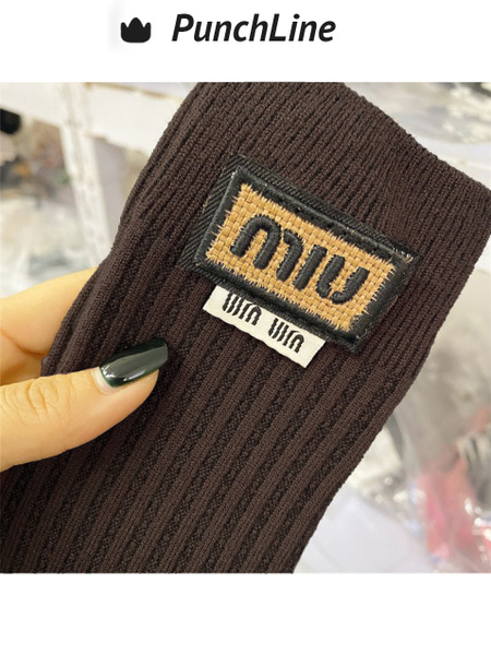 Носки Женский Miu Miu размер универсальный Египетский хлопок Фитнес На любой сезон хаки