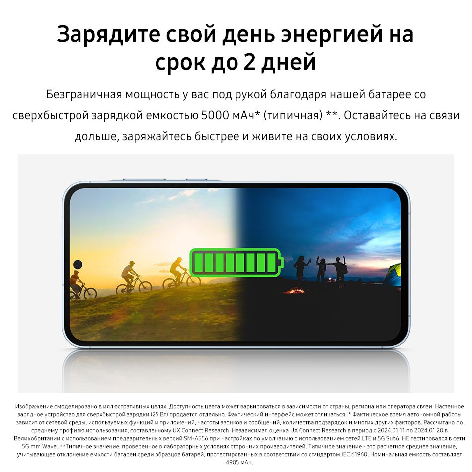 Смартфон Samsung Galaxy_A555GDN 256 ГБ 12 ГБ Фиолетовый 6.6 OLED/AMOLED ...