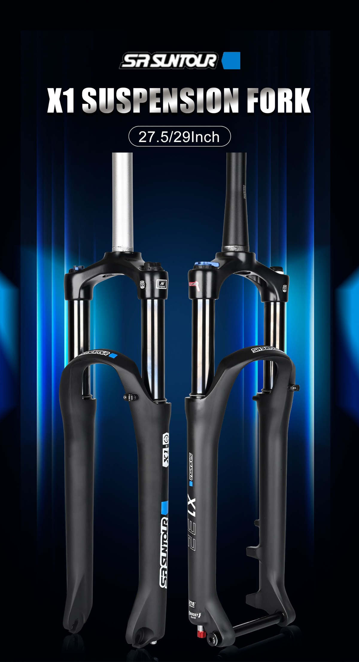 SR SUNTOUR X1 XCR Вилка для горного велосипеда с подвеской, ход 120 мм, QR 100x9 или BOOST ...